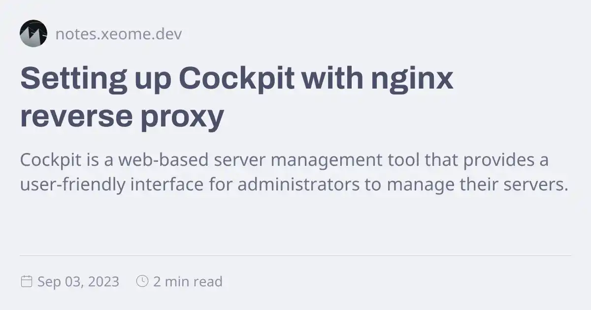 Setting up Cockpit with nginx reverse proxy