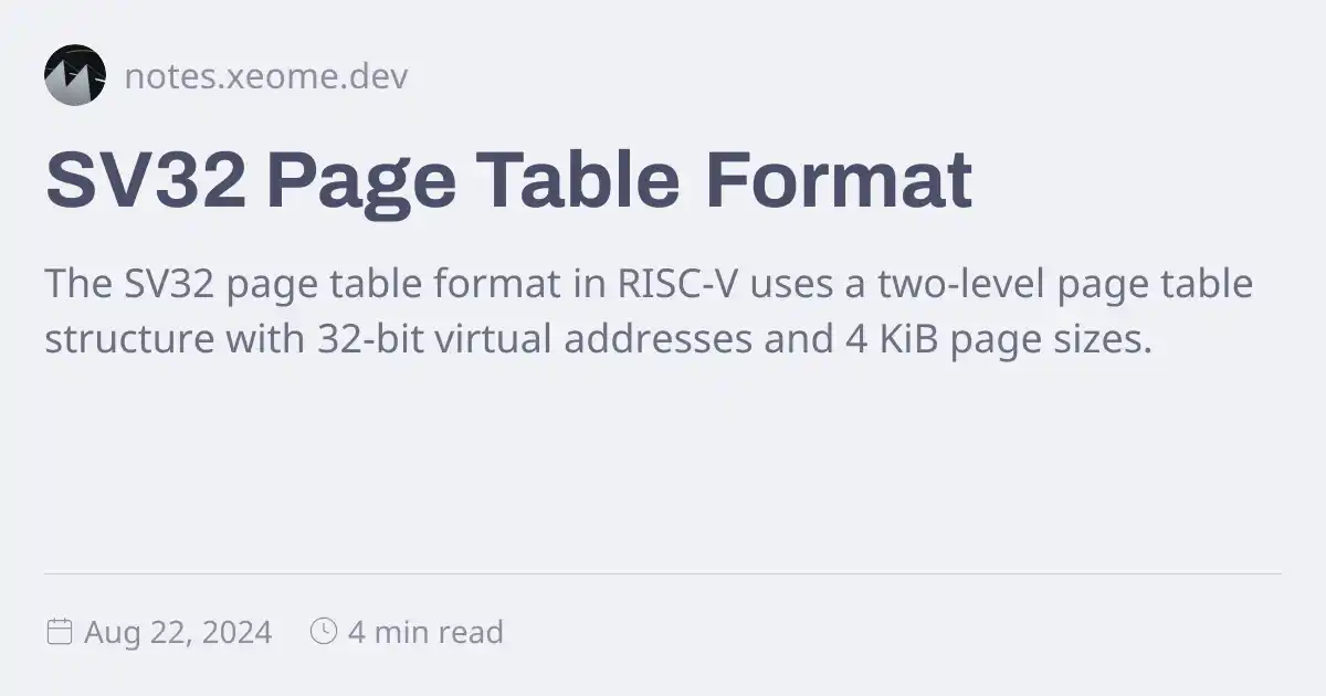 SV32 Page Table Format